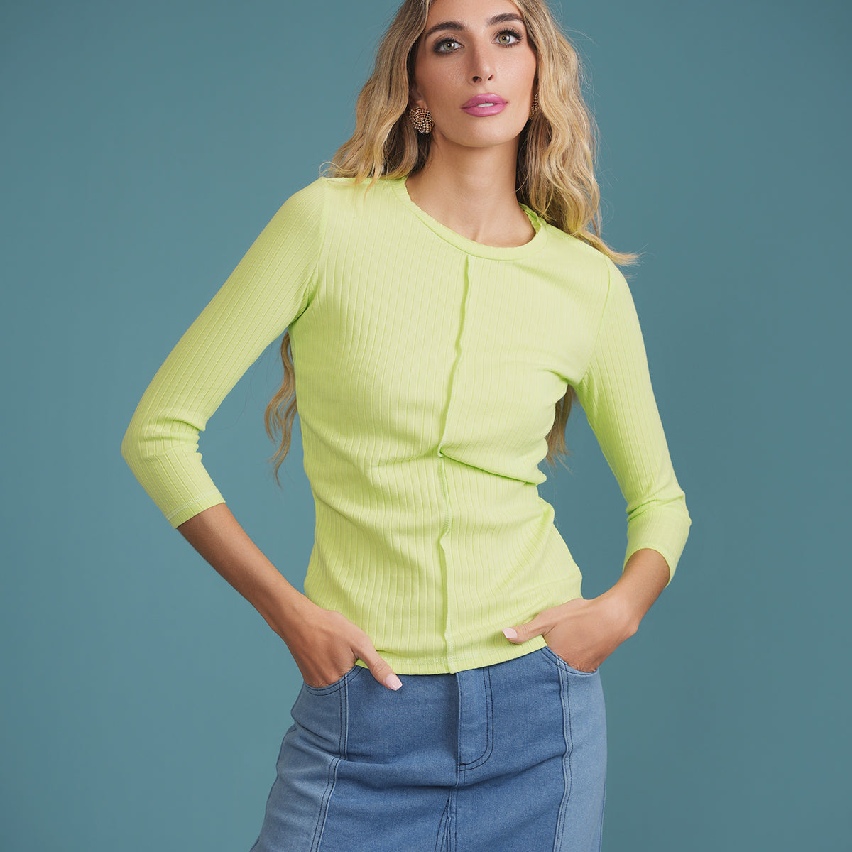 Wide Rib 3/4 Sleeve Tee – udelny.com