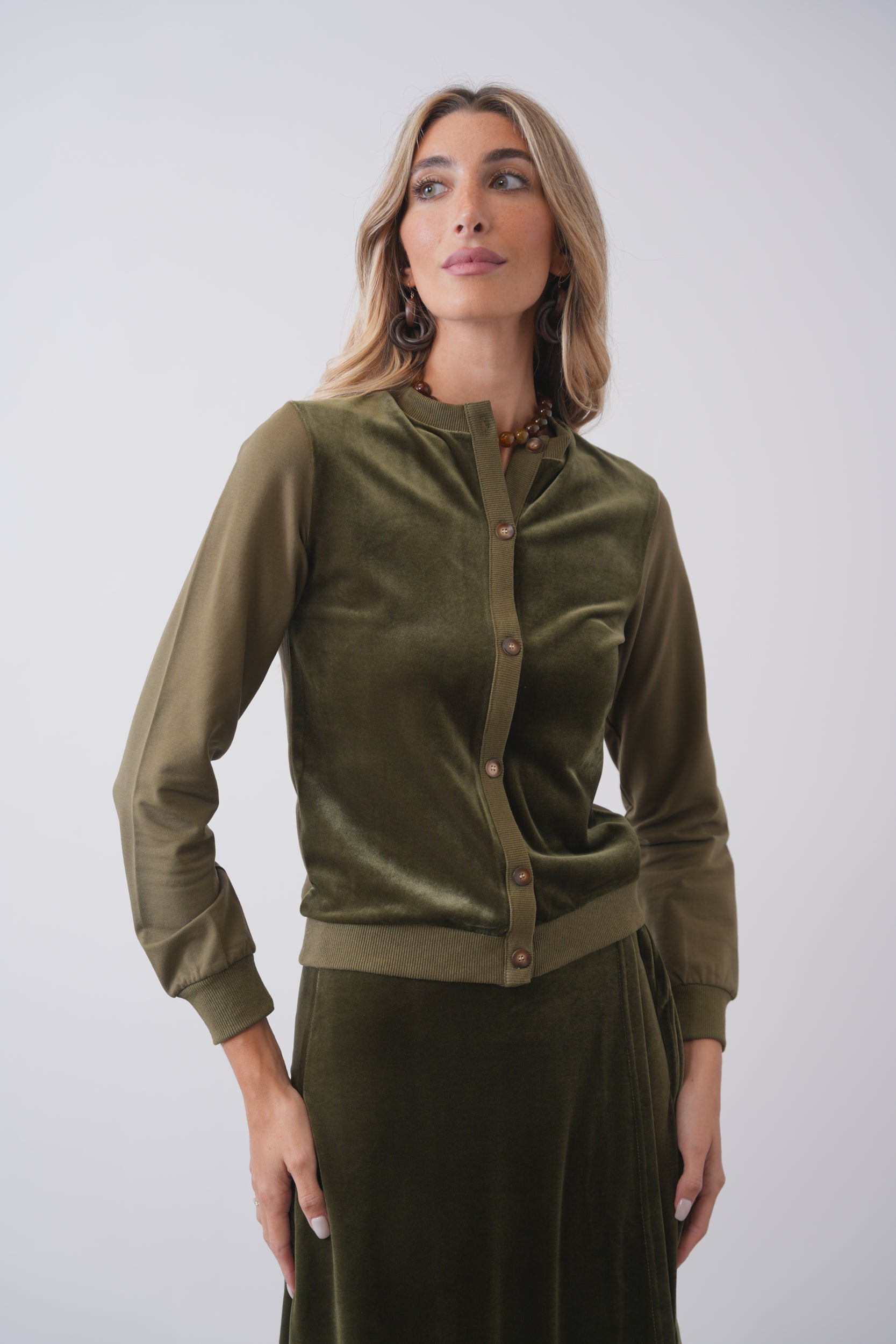 Velour Combo Cardigan – udelny.com