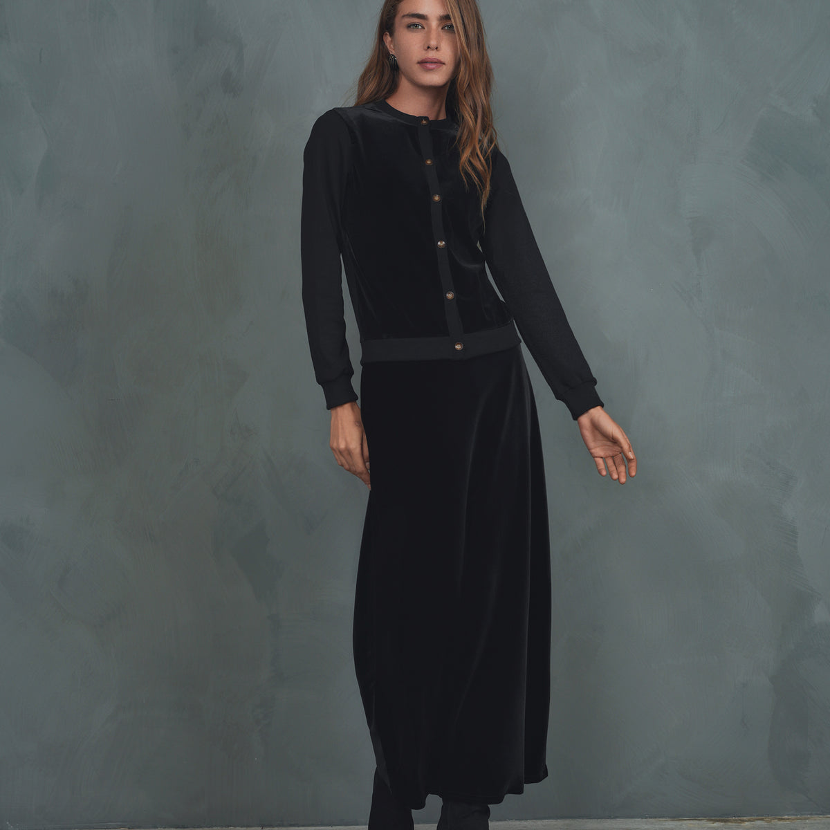 Velour Combo Cardigan – udelny.com